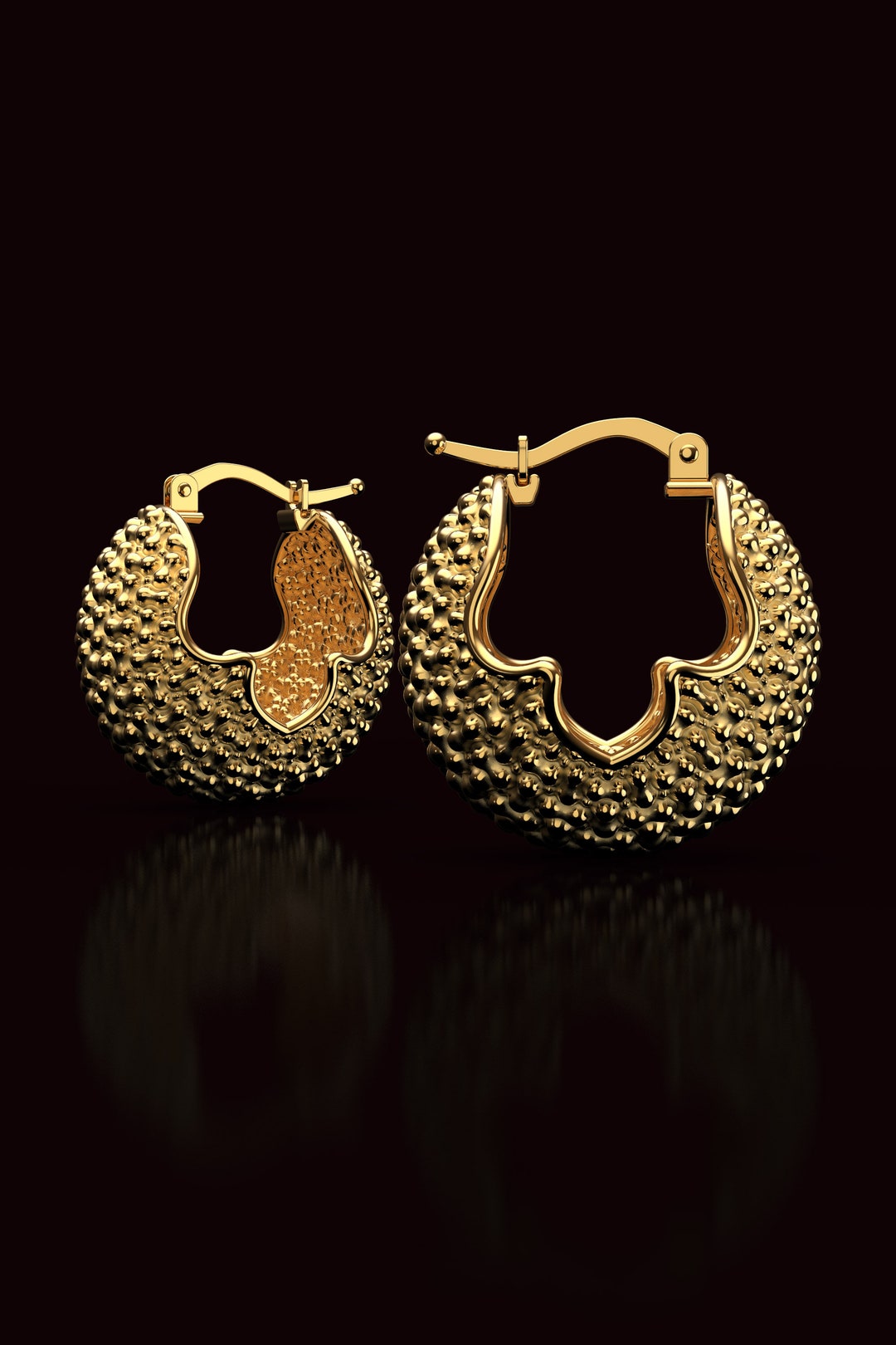 Gold Hoop Earrings With Beaded Texture – Made in Italy by Oltremare ...