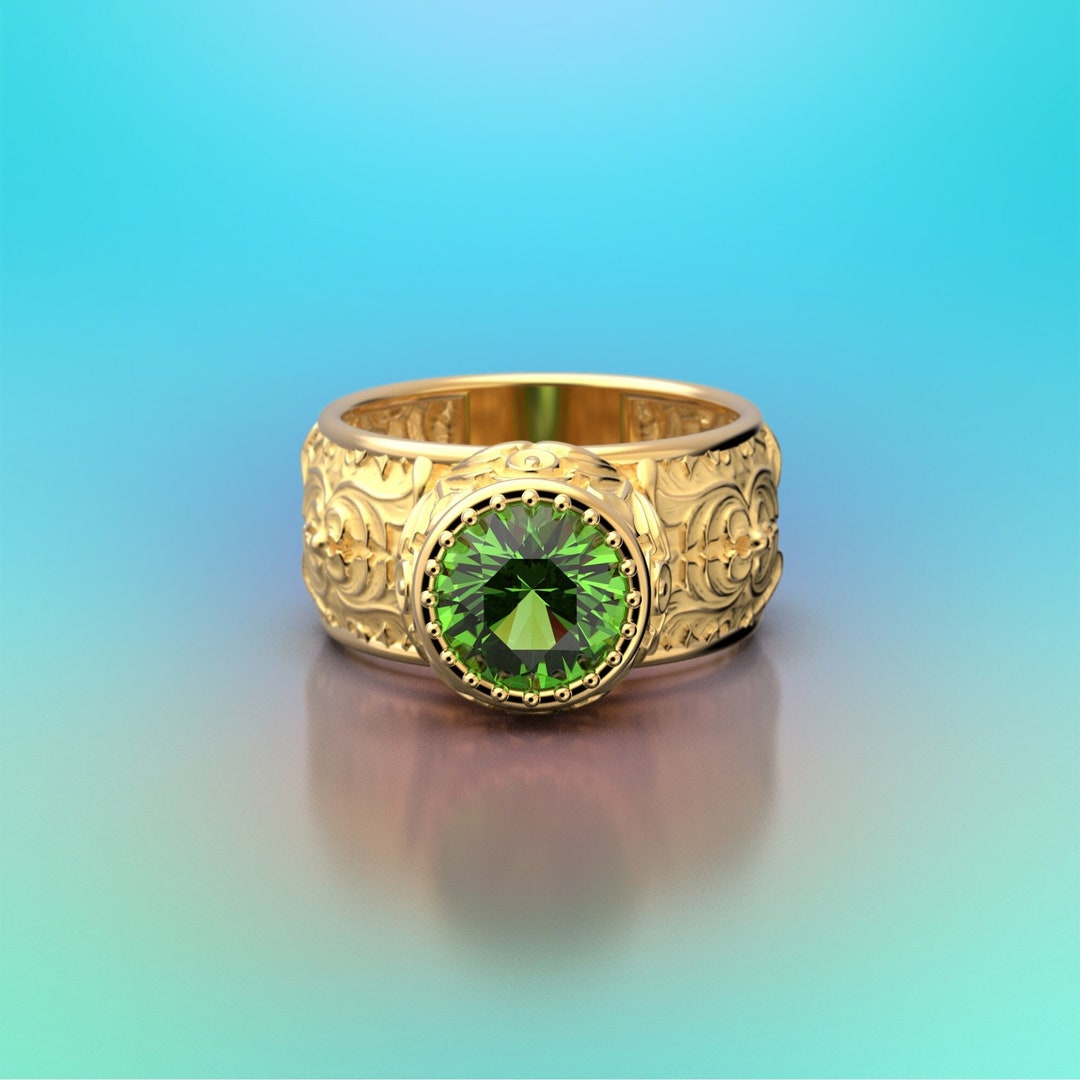14k or 18k Gold Peridot Ring: Ancient Style Italian Jewelry - Etsy