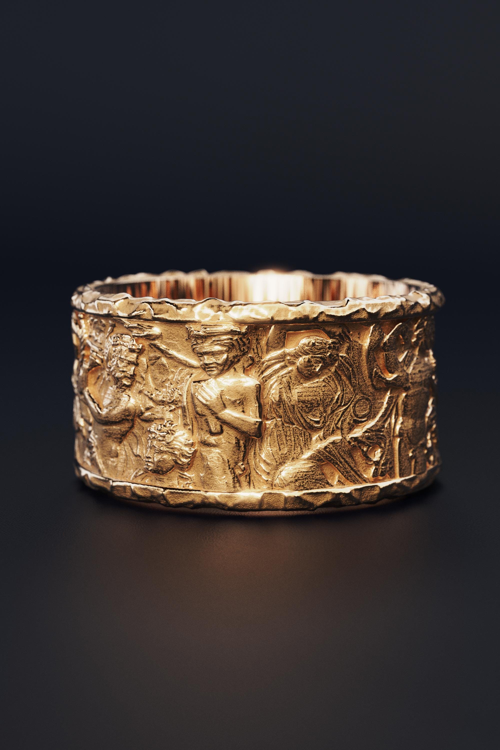 Ariadne & Dionysus Solid Gold Ring: Handmade Greek Mythology Band - Etsy
