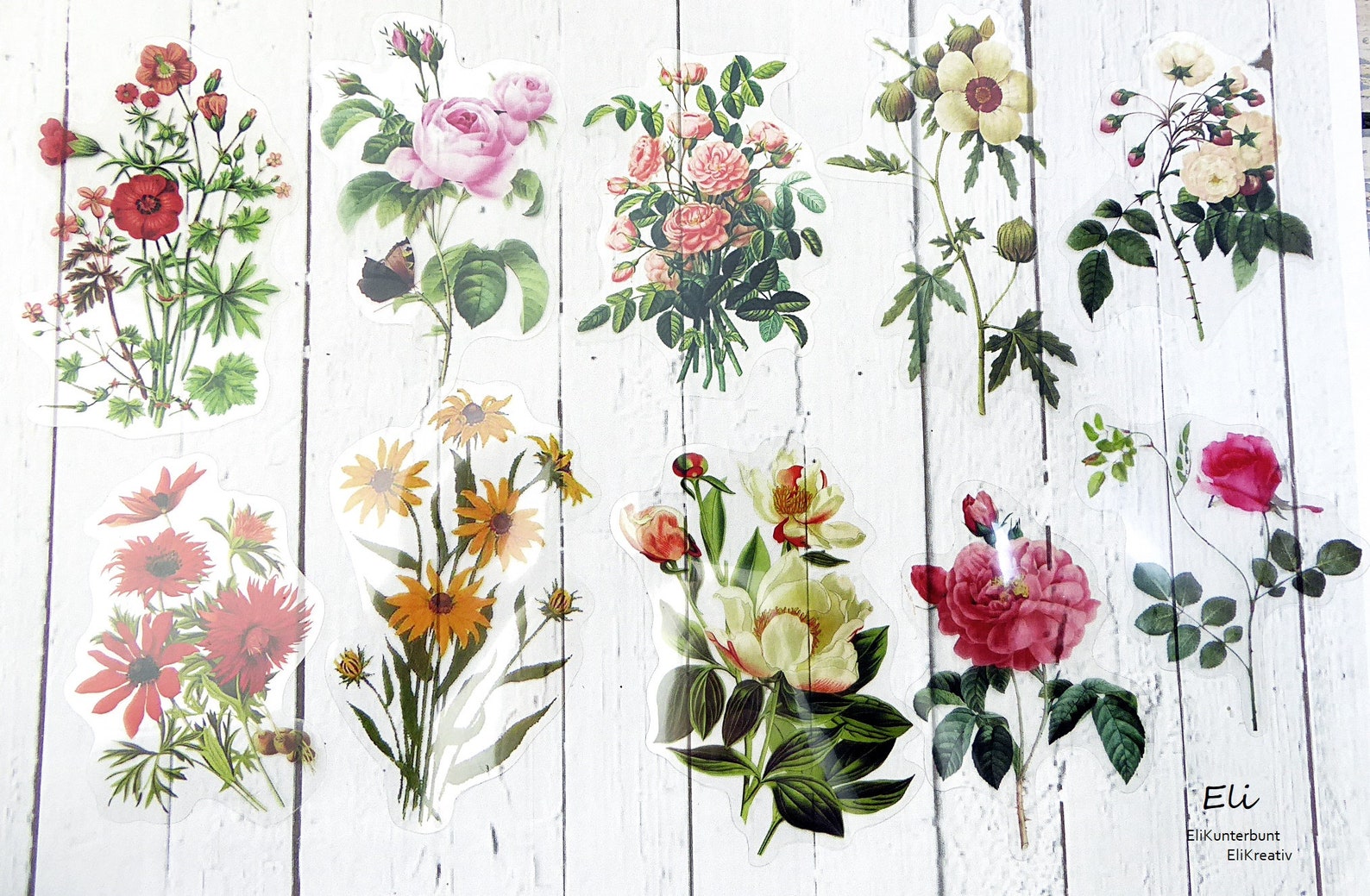 40 St. Transparente BLUMEN STICKER Aufkleber Die Cuts 6155 - Etsy UK