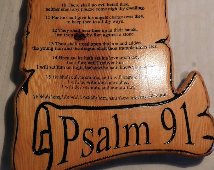 Psalm 91/ Wood Carved Psalm 91 Scroll Plaque/spiritual/religious/psalms ...