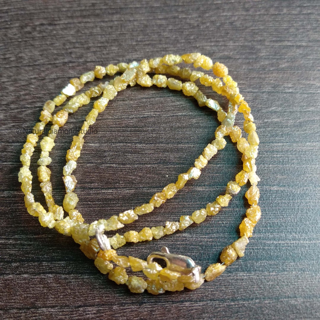 20.00 Carat Natural Yellow Color Long Drilled Rough Diamond Beads 16 ...