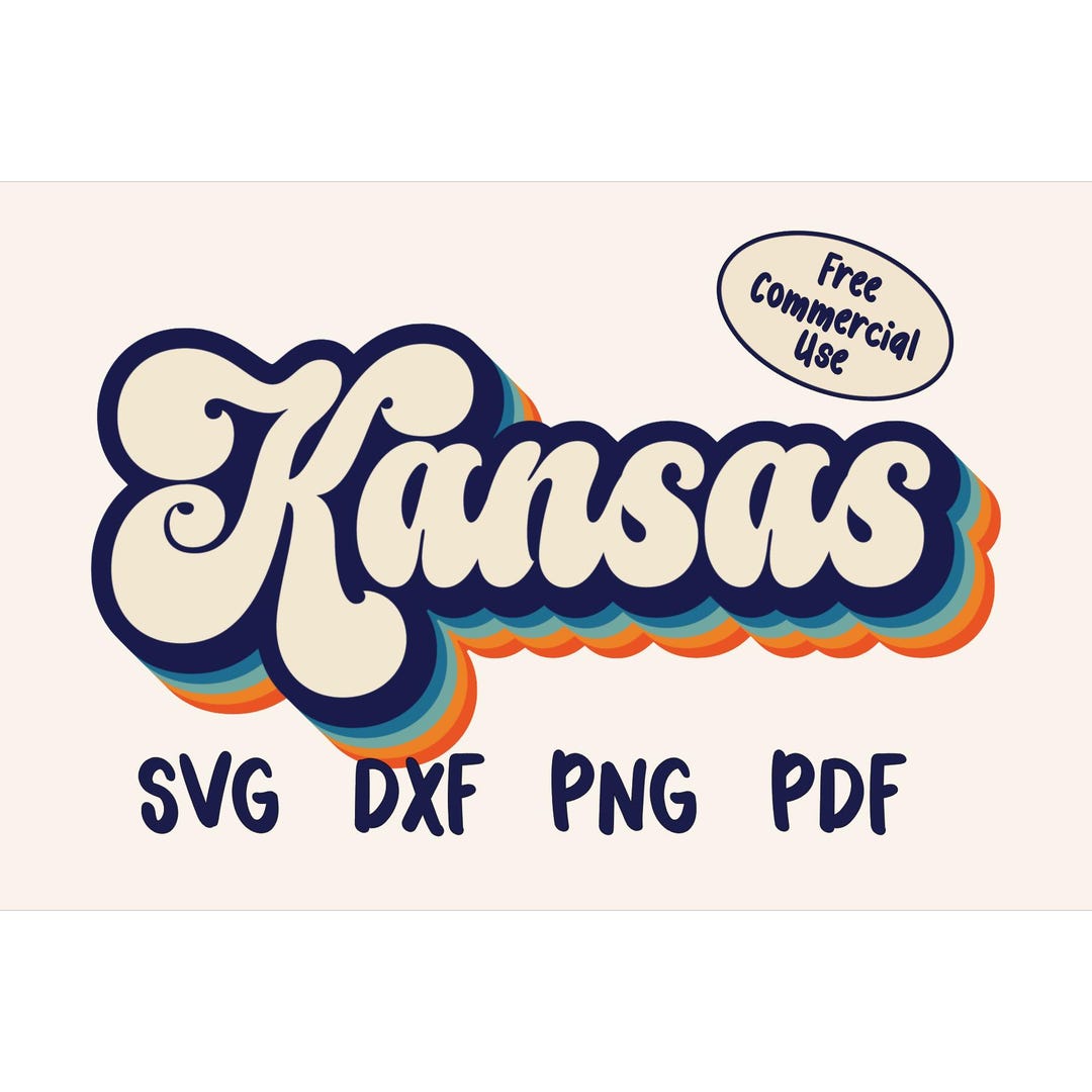 Kansas SVG Retro Design, Kansas Template, Png, Dxf, Pdf, Instant ...