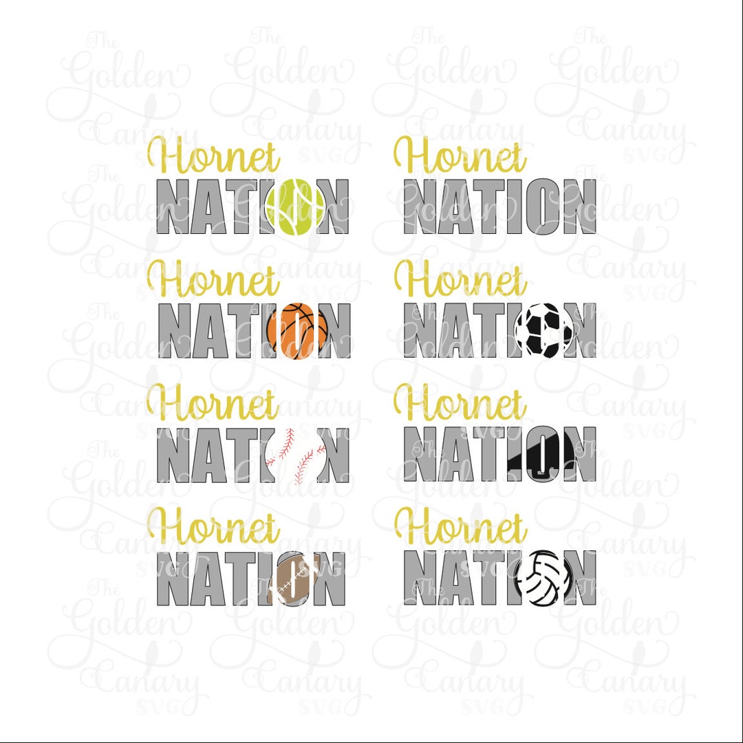Hornet Nation SVG Bundle, Soccer, Football, Cheer, Baseball, Volleyball ...