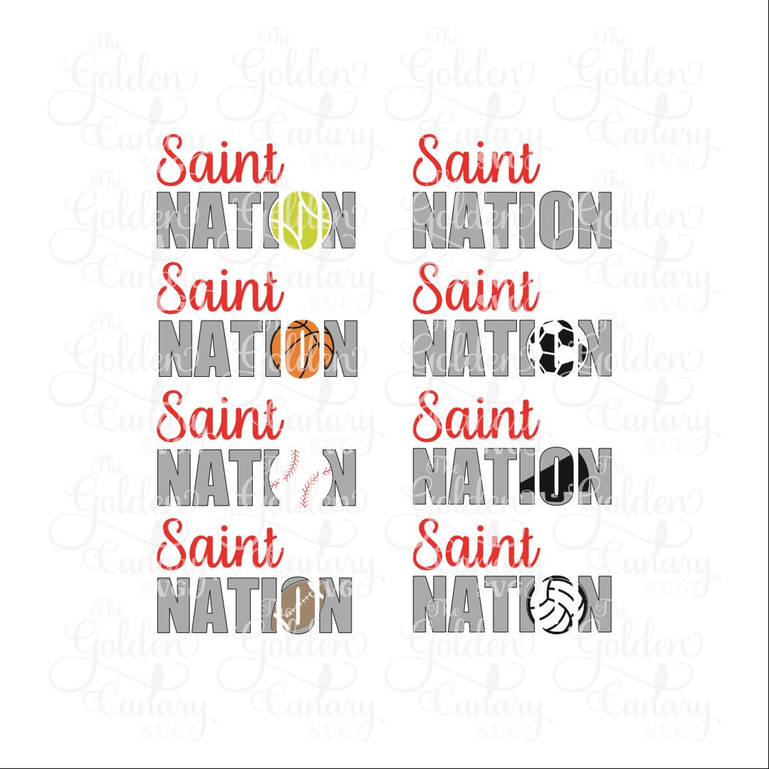 Saint Nation SVG Bundle, Soccer, Football, Cheer, Baseball, Volleyball ...