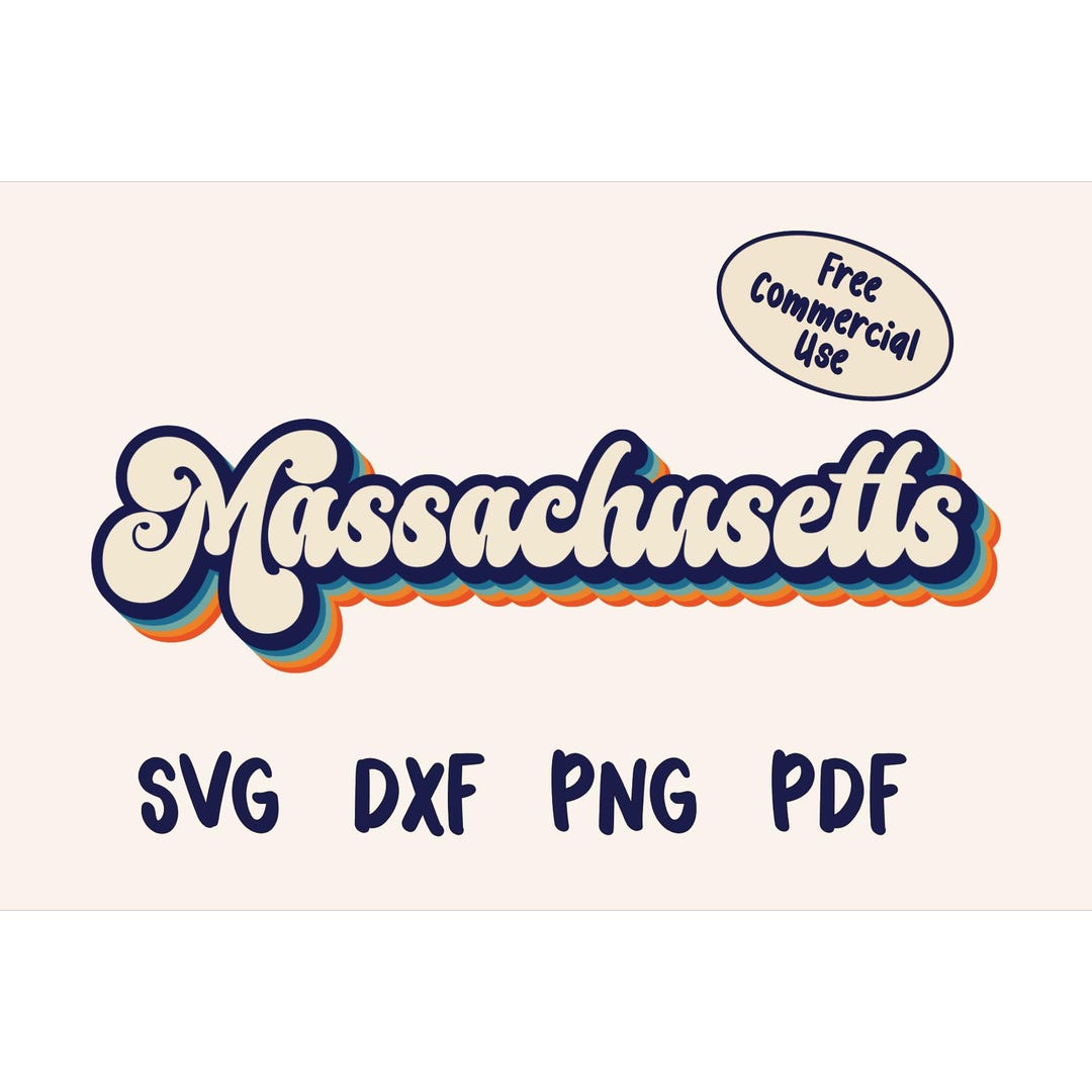 Massachusetts SVG Retro Design, Massachusetts Template, Png, Dxf ...