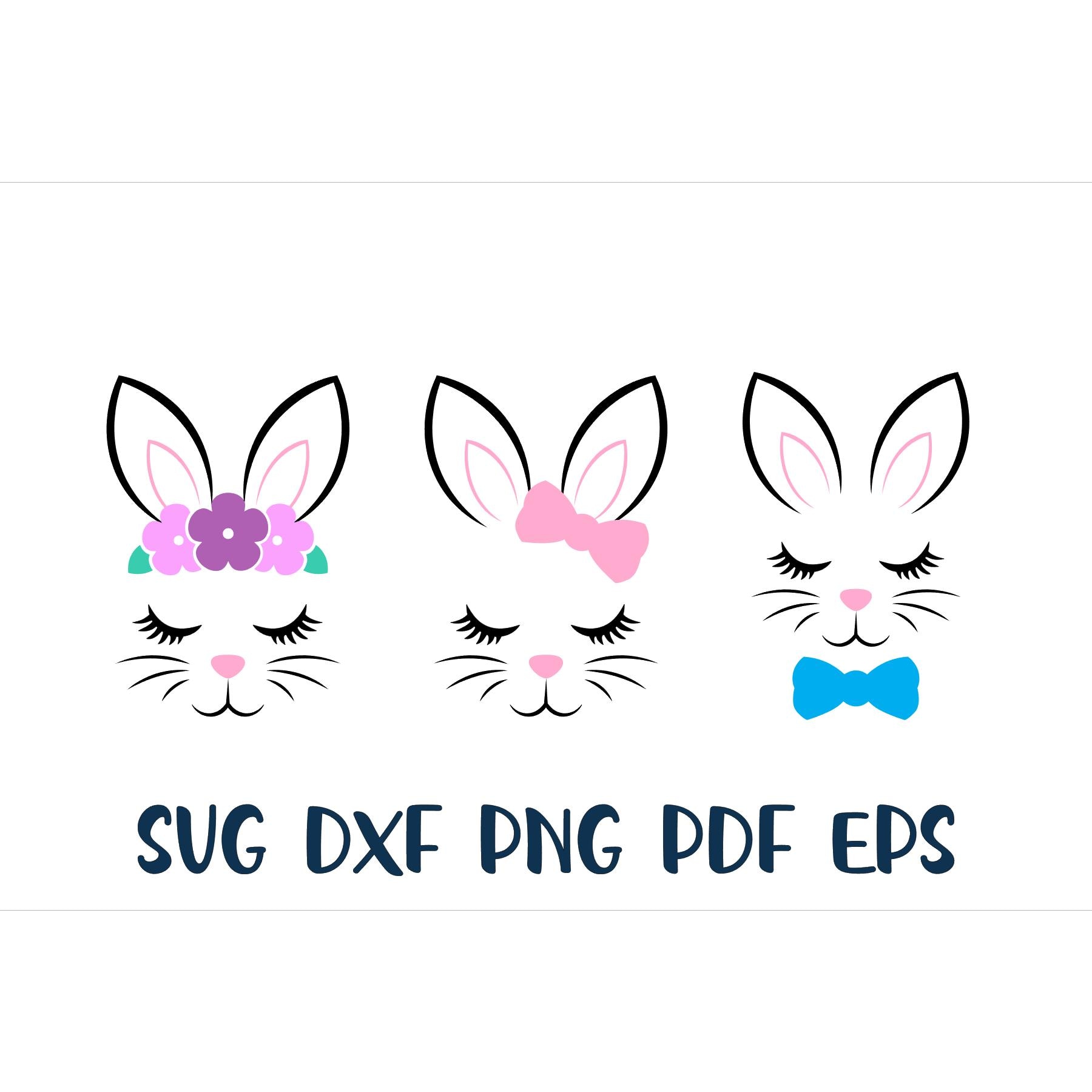 Easter Bunny Hairbow, Bunny Bowtie, Bunny Face Svg, Easter Shirt ...