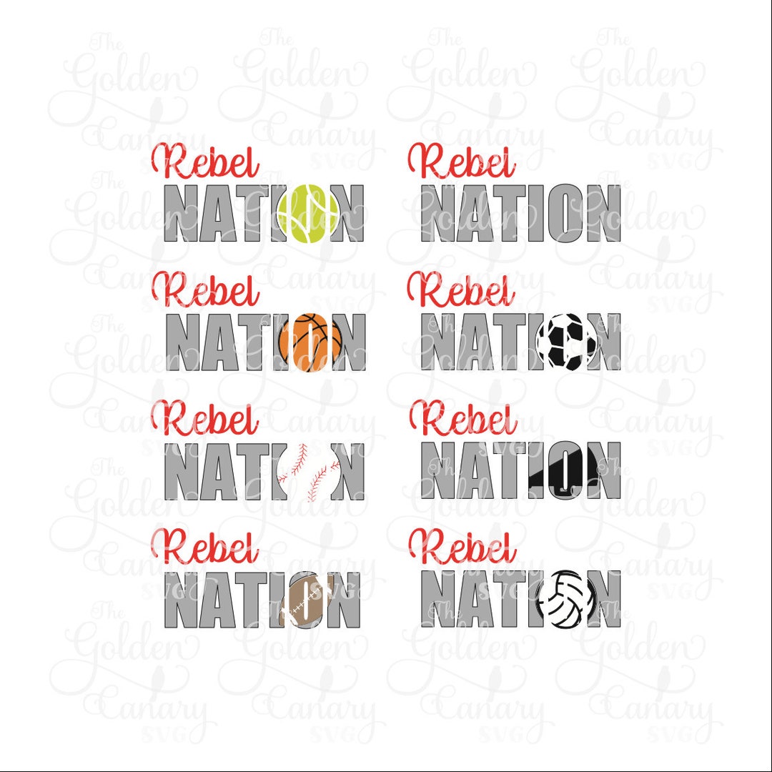 Rebel Nation SVG Bundle, Soccer, Football, Cheer, Baseball, Volleyball ...