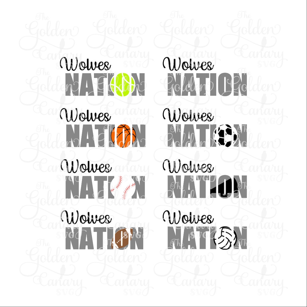 Wolves Nation SVG Bundle, Soccer, Football, Cheer, Baseball, Volleyball ...