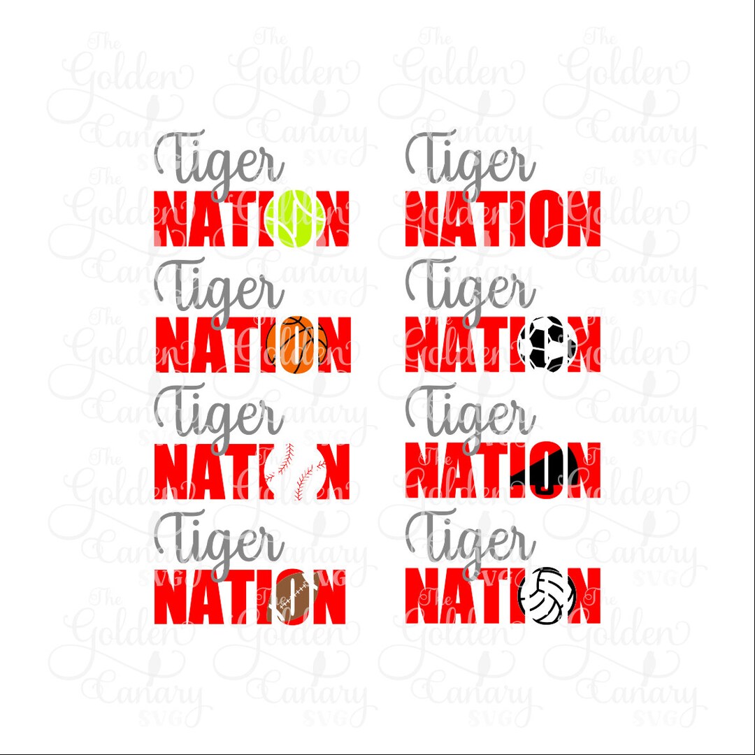 Tiger Nation SVG Bundle, Soccer, Football, Cheer, Baseball, Volleyball ...