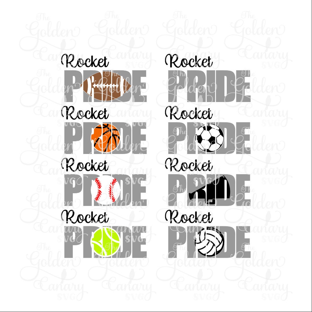 Rocket Pride SVG Bundle, Soccer, Football, Cheer, Baseball, Volleyball ...