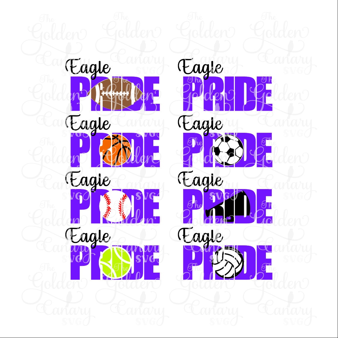 Eagle Pride SVG Bundle, Soccer, Football, Cheer, Baseball, Volleyball ...