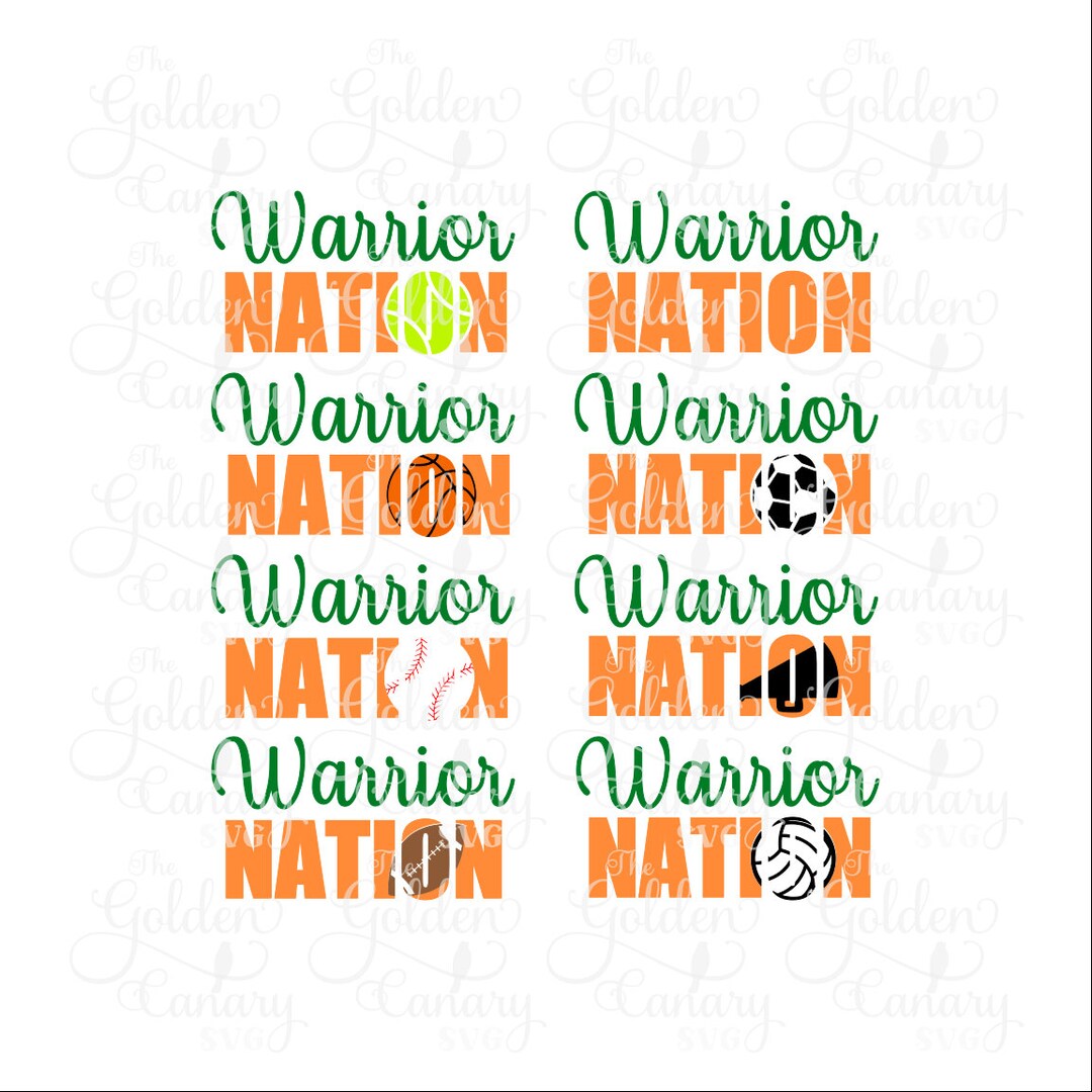 Warrior Nation SVG Bundle, Soccer, Football, Cheer, Baseball ...