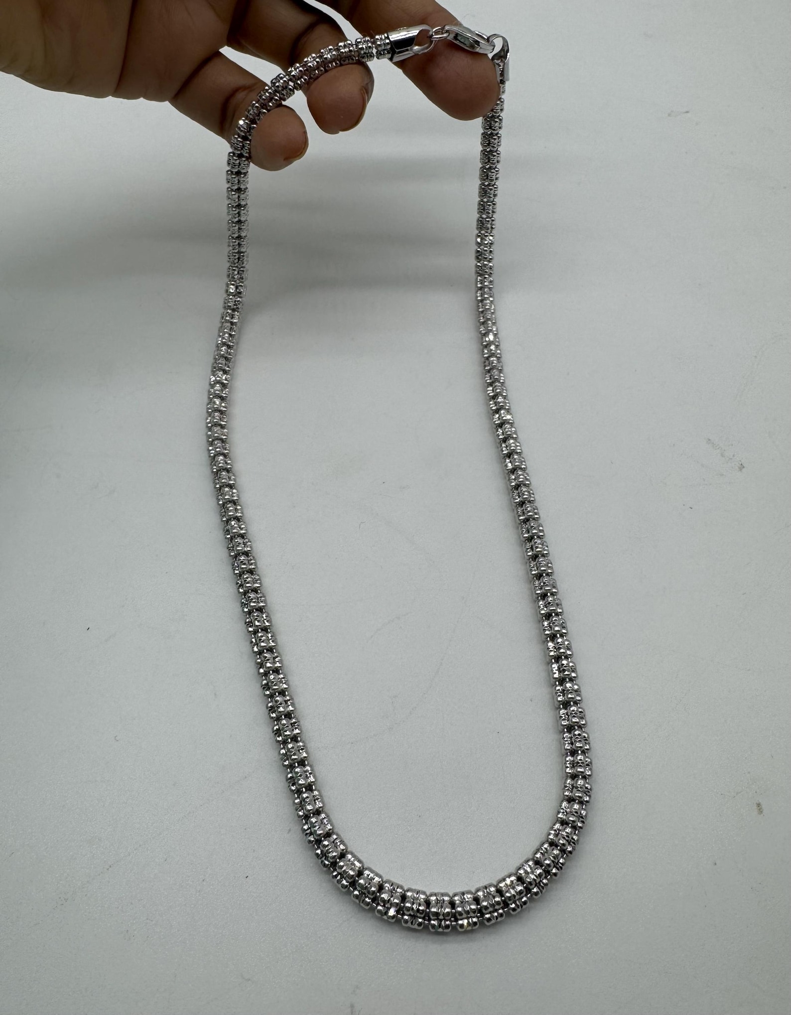 Sterling Silver Chain,silver Diamond Cut Rhodium Chain,silver Chain ...