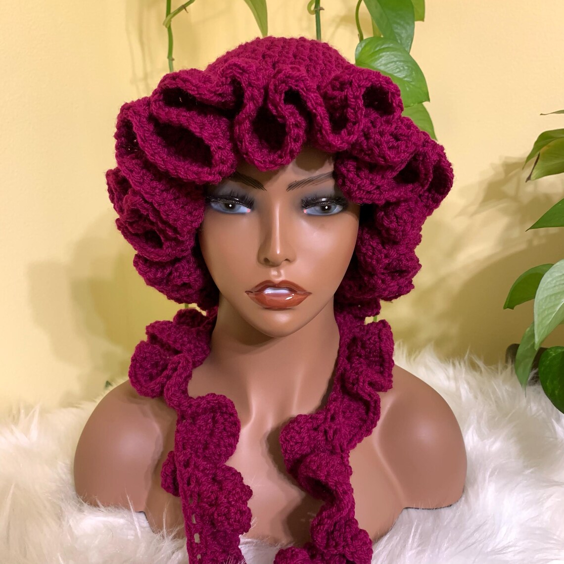 Crochet Ruffle Hat With Matching Ruffle Scarf - Etsy