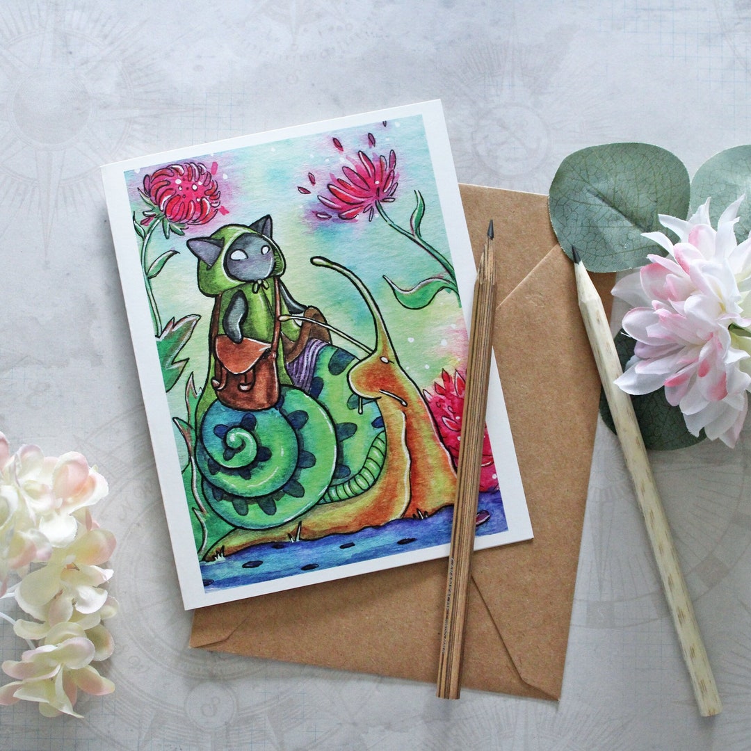 Snail Mail Card | Watercolor Card | Card With Envelope | Blank Greeting ...