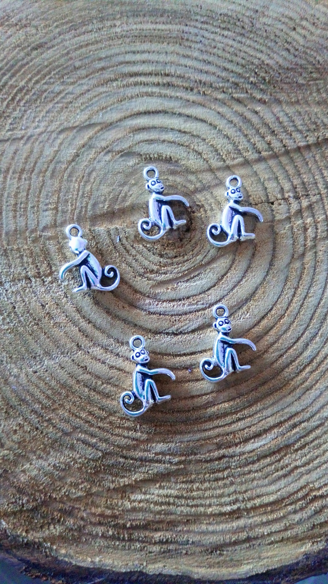 Set of 5 Antique Silver Monkey Pendants - Etsy