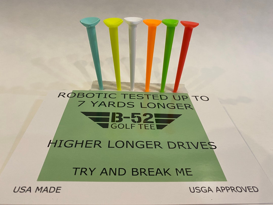 B52 GOLF TEE-- 2 Bags of 6--robotic Tested 7 Yards Longer, 31/4", Less ...