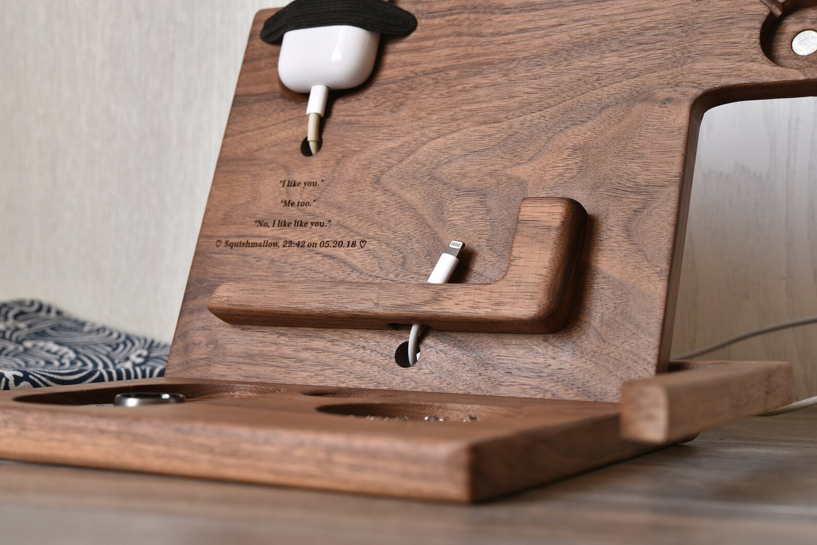 Wood Docking Station, Multi Device Charging Station, Apple Watch Stand ...