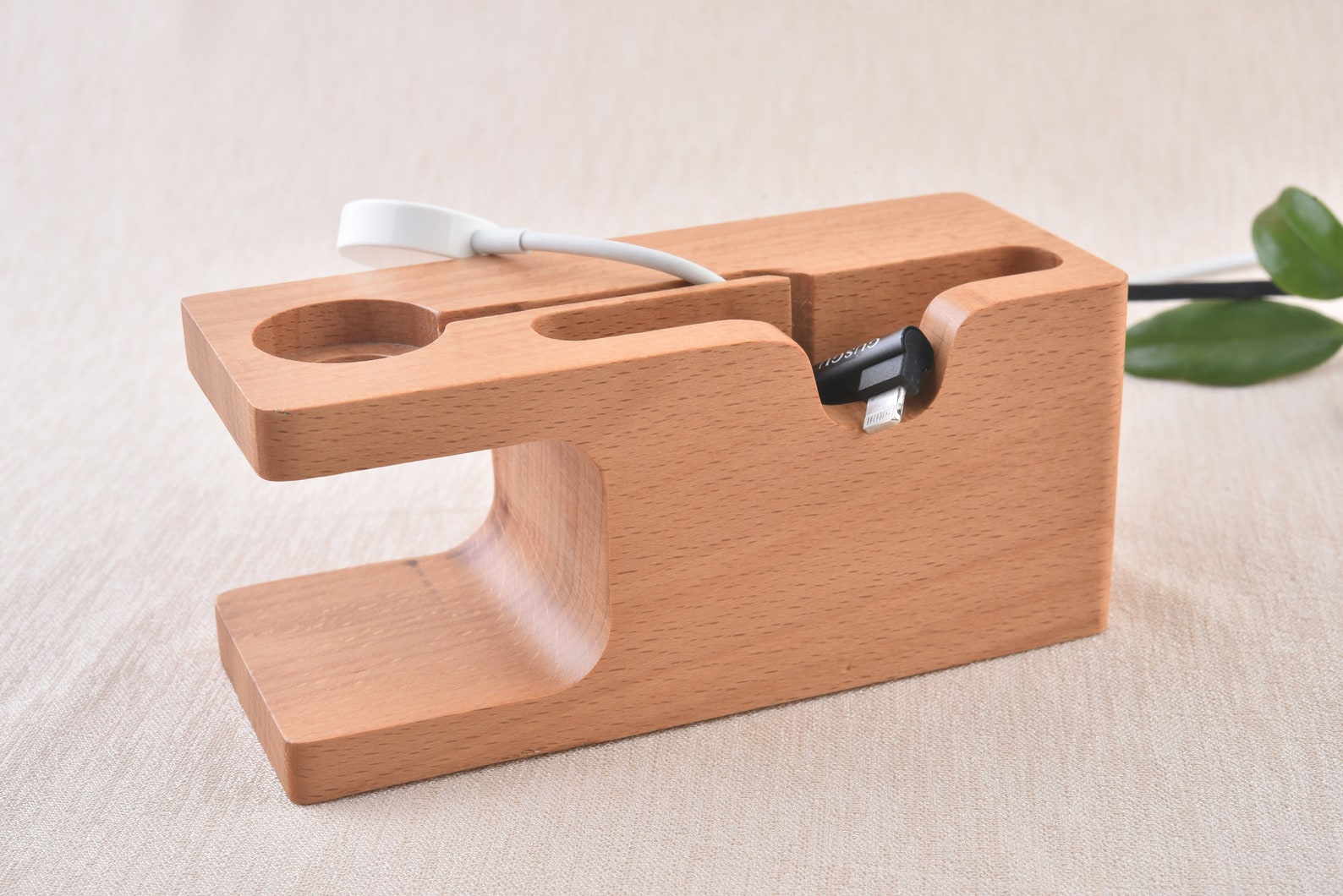 Real Wood Phone Docking Station Apple Watch Charging Station | Etsy