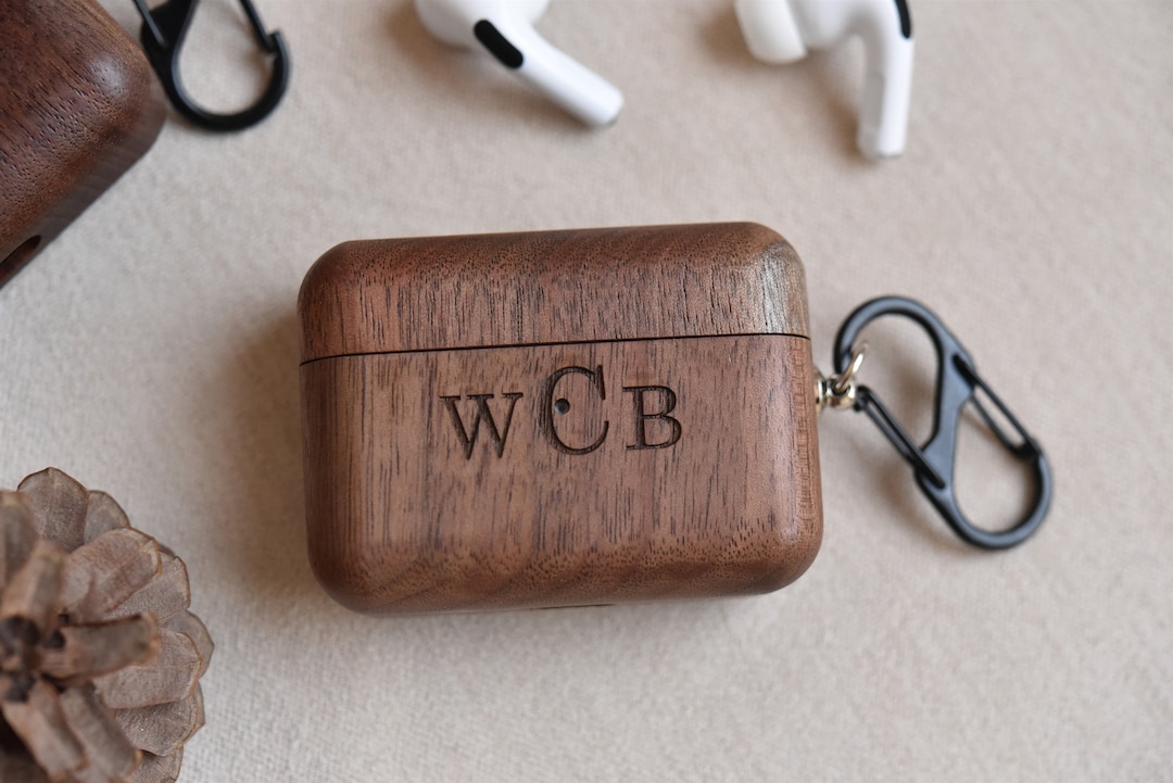 Wood Airpods Pro Case, Custom AirPod Case With Metal Hook Keychain ...