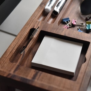 Black Walnut Wood Desk Organizer, Office Desk Accessories, Wood Docking ...