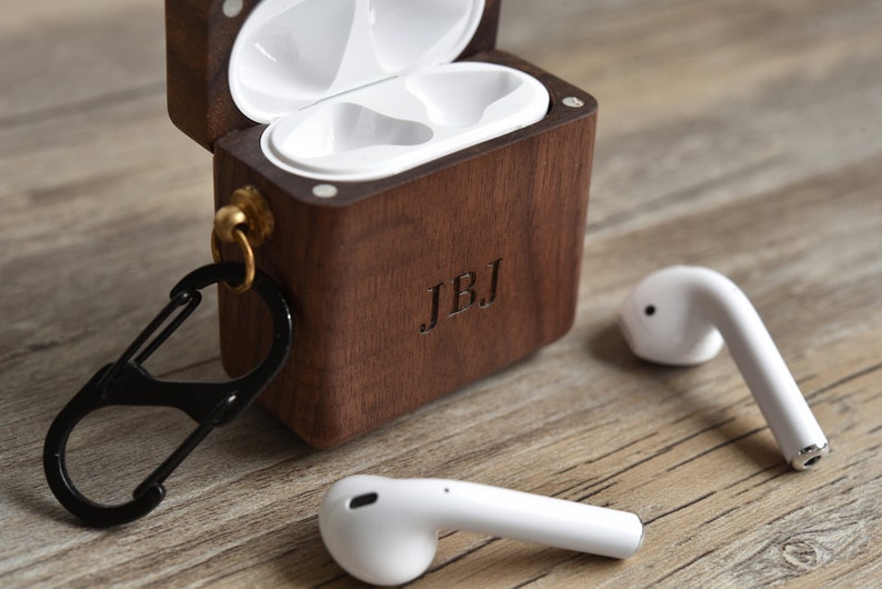Wood AirPod Case, Custom Airpods Case With Metal Hook Keychain, Apple ...