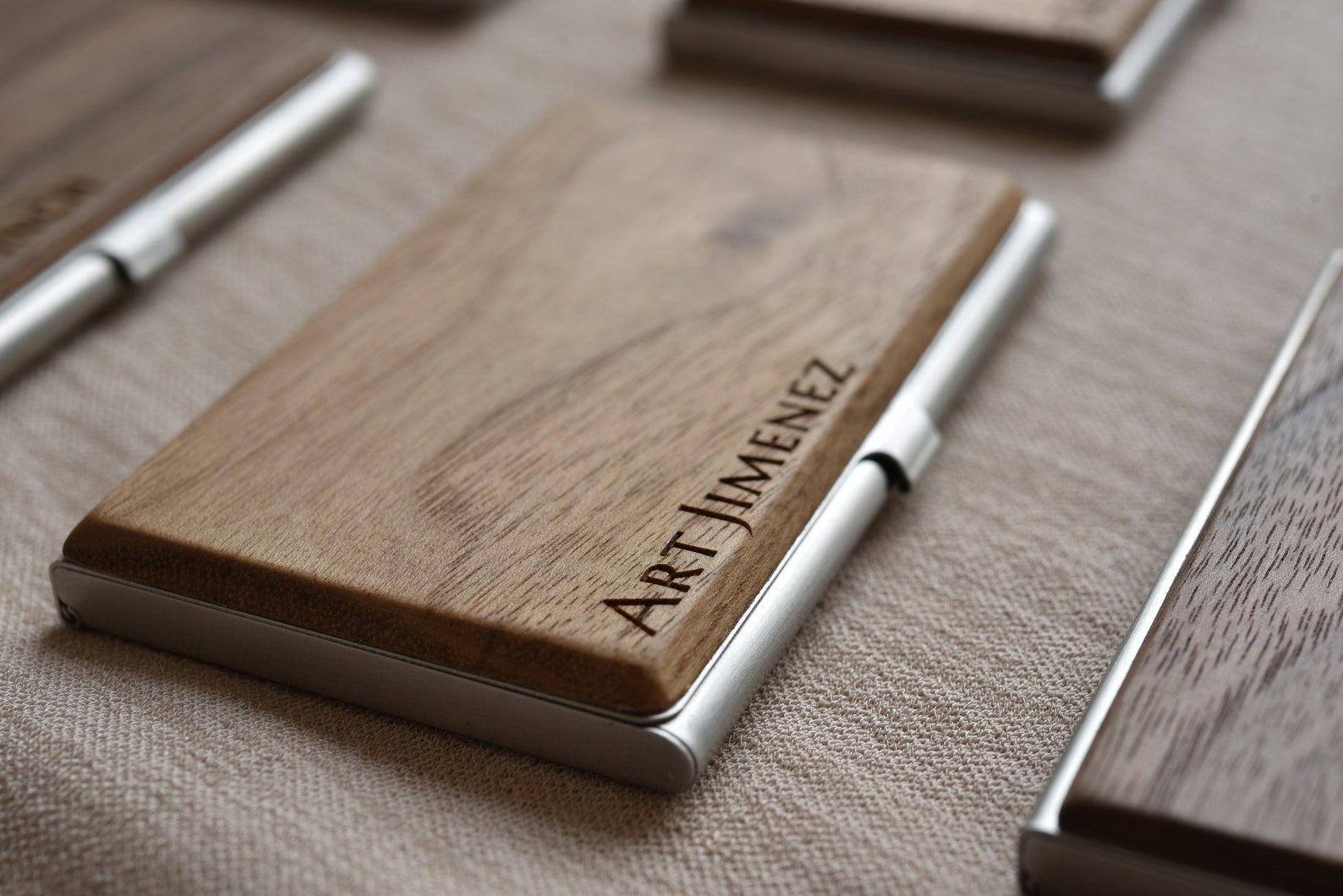 Personalized Card Case Wood Business Card Case Metal Credit - Etsy