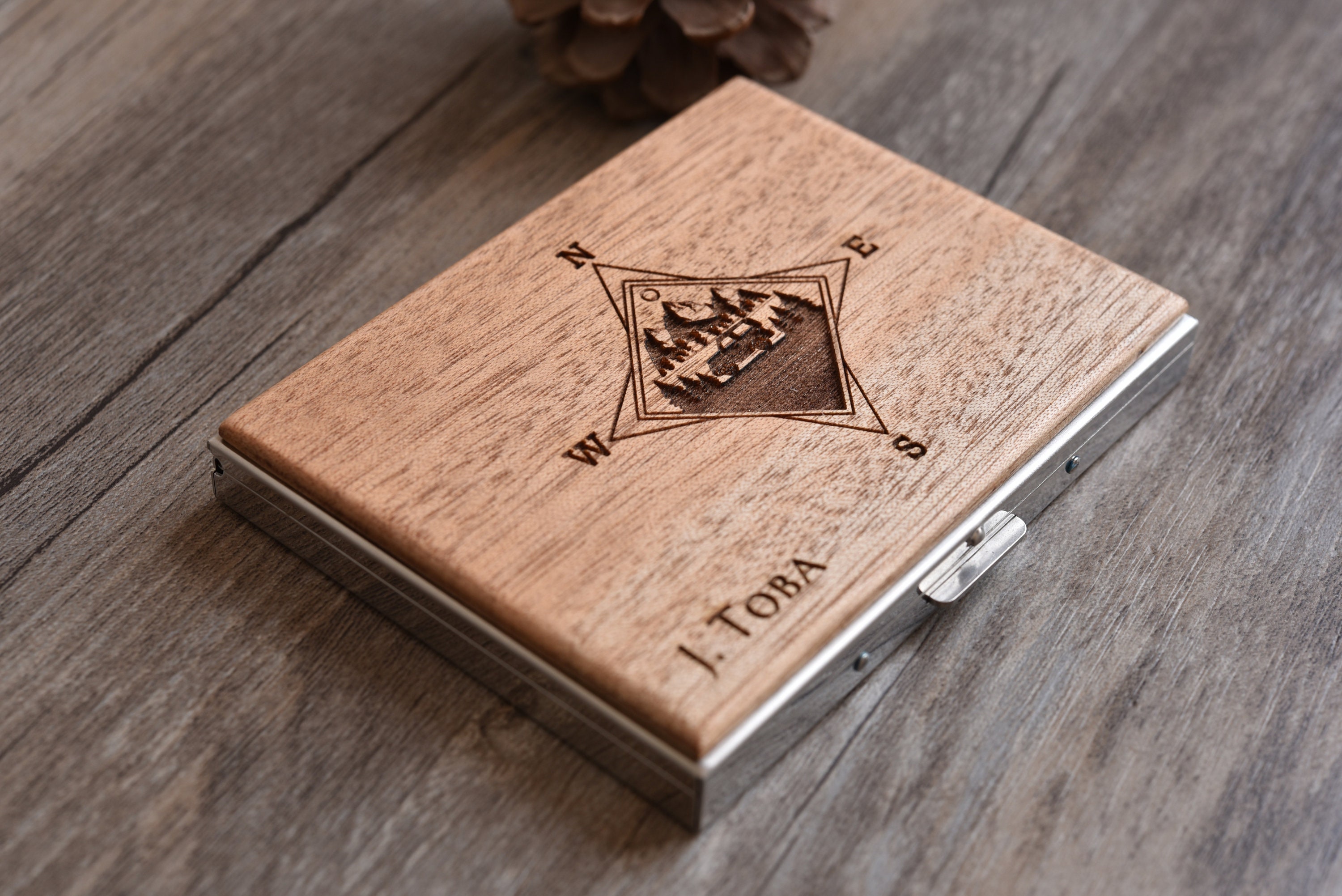 Personalized Cigarette Case Wood Cigarette Box Metal | Etsy