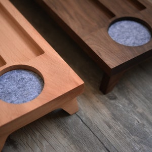 Black Walnut Wood Desk Organizer With Wireless Charger, Personalized ...