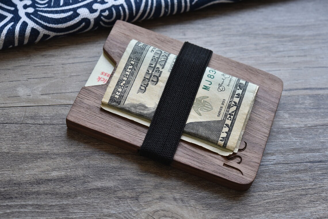 Personalized Walnut Wood Wallet, Minimalist Credit Card Holder ...