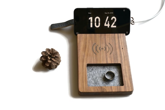 Black Walnut Wood Wireless Phone Charger Phone Dock Apple | Etsy