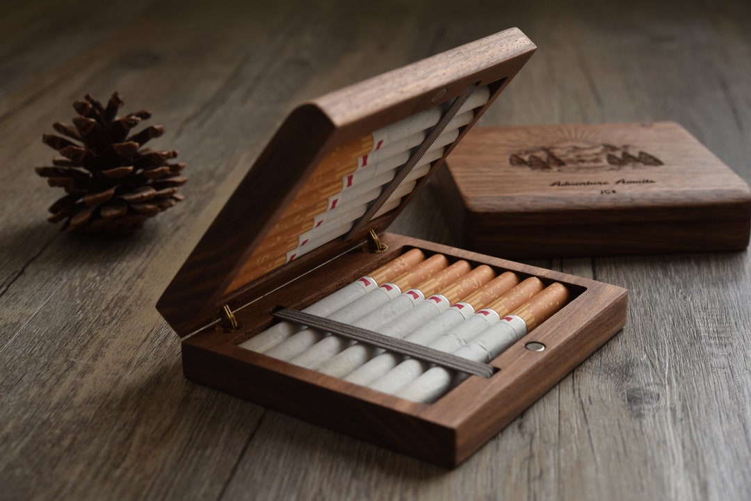 Personalized Cigarette Case, Wood Cigarette Holder, Retro Cigarette ...