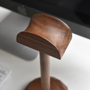 Walnut Headphone Stand, Headphone Holder, Gaming Headset Stand, Office ...