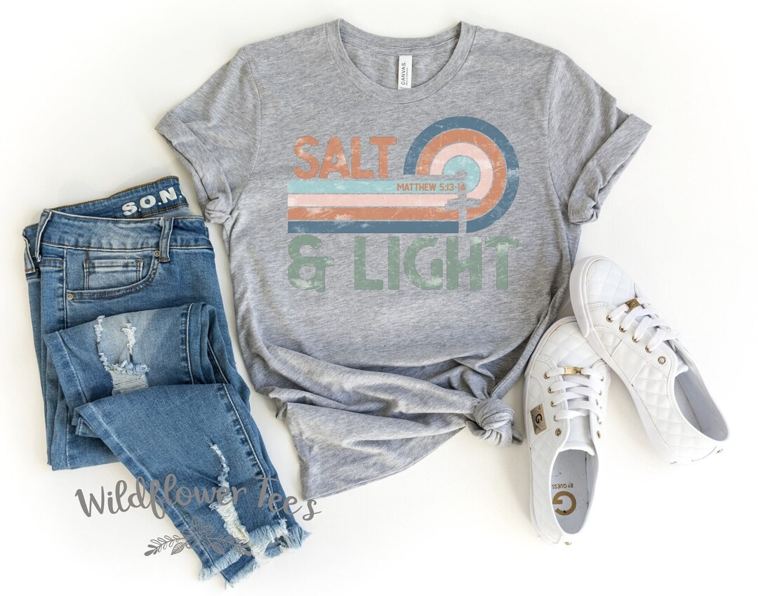 Women's Retro Distressed SALT & LIGHT 5:15 Cute Faith Women's Retro Distressed SALT & LIGHT 5:15 Cute Faith