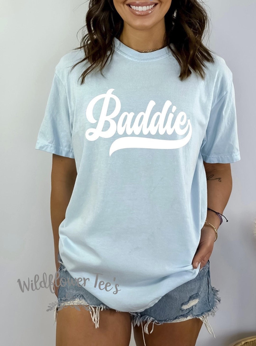 Women's Baddie Boho Trendy Chic Cute Comfort Colors Graphic Tee Plus ...