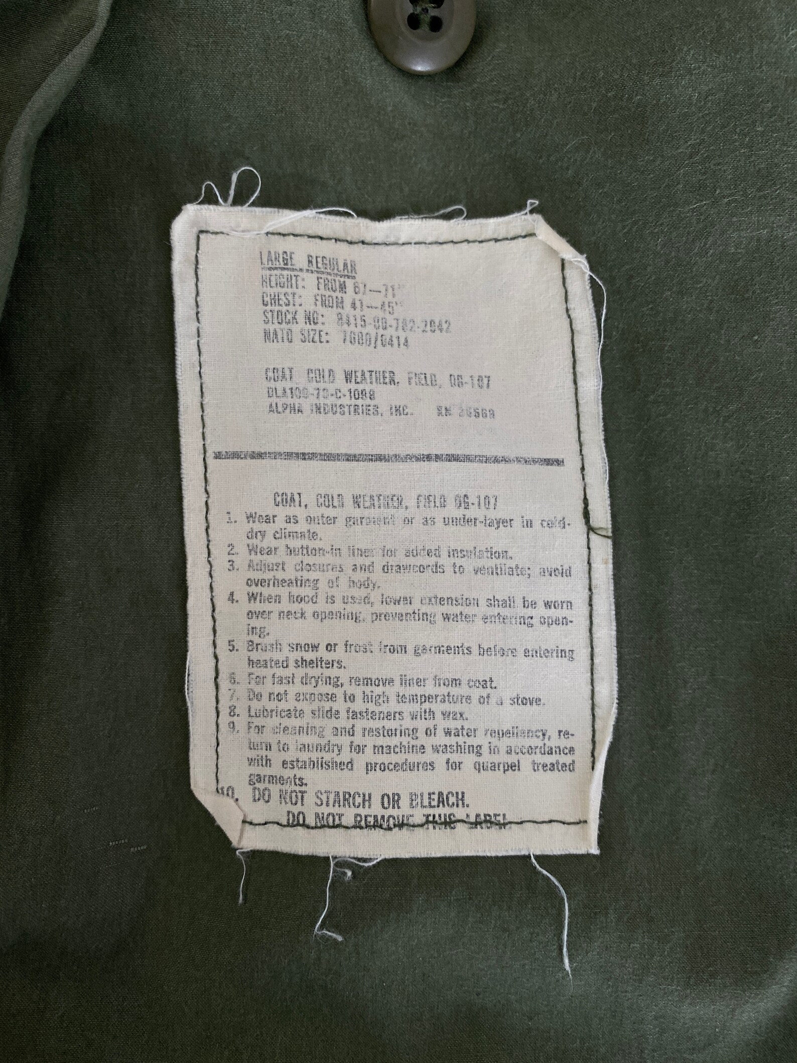 Large Reg. Authentic US Army 1970 Vietnam Era Vintage M-65 - Etsy