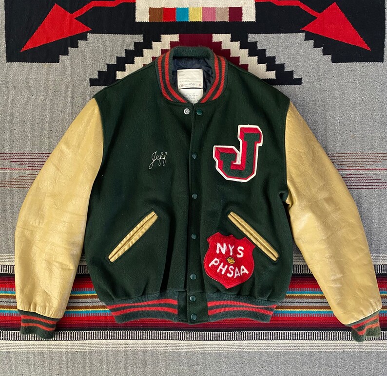Size 44USA (54 EU) Vintage NYS PHSAA Varsity Letterman Leather Sleeve ...