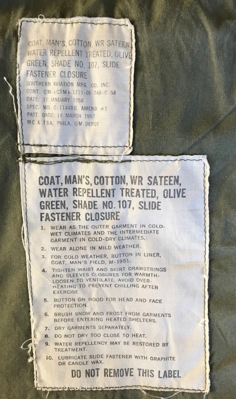 Size Small will Fit a Medium Authentic 1958 US Army M-51 | Etsy