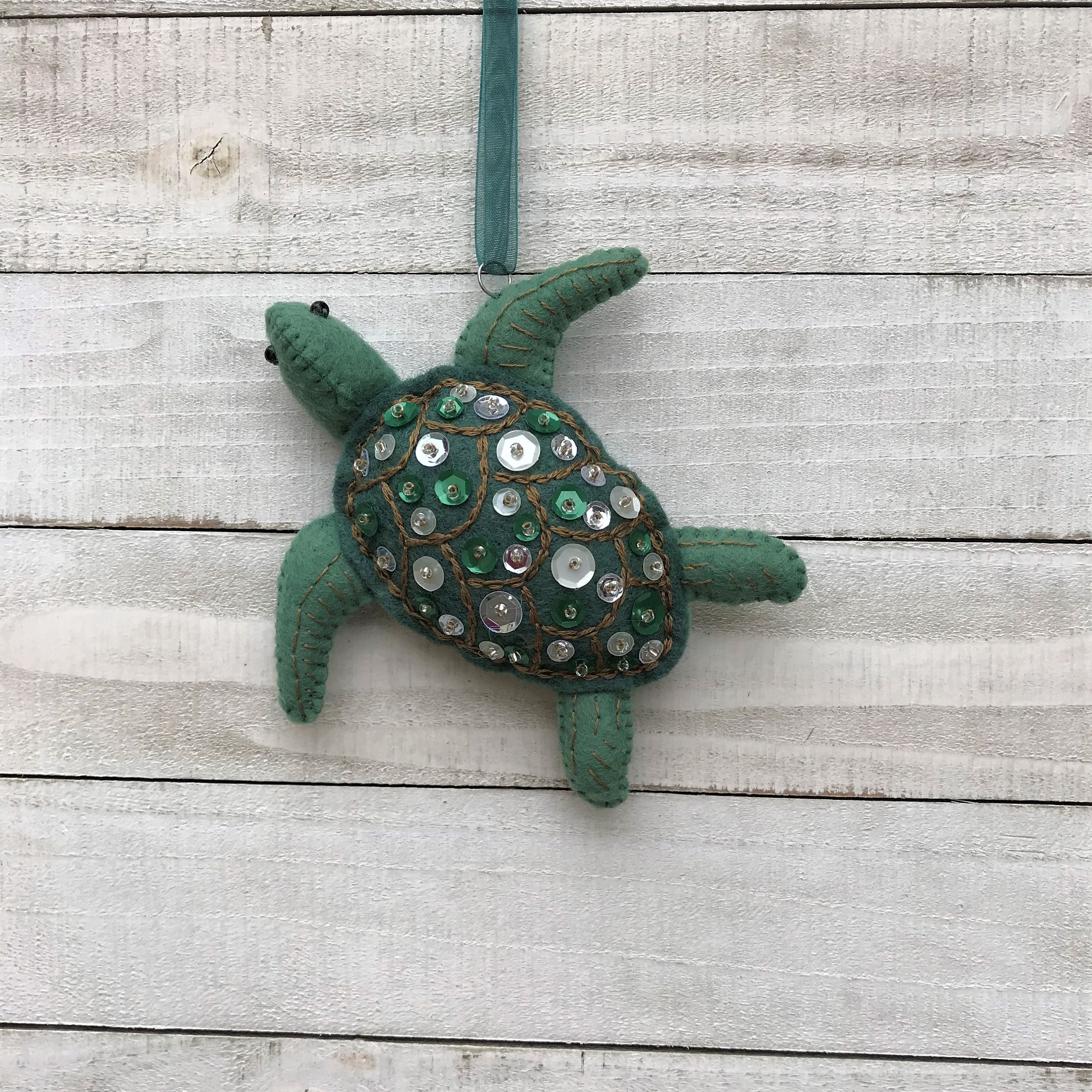 Christmas Ornament Kit Sea Turtle Felt Embroidery Sewing | Etsy