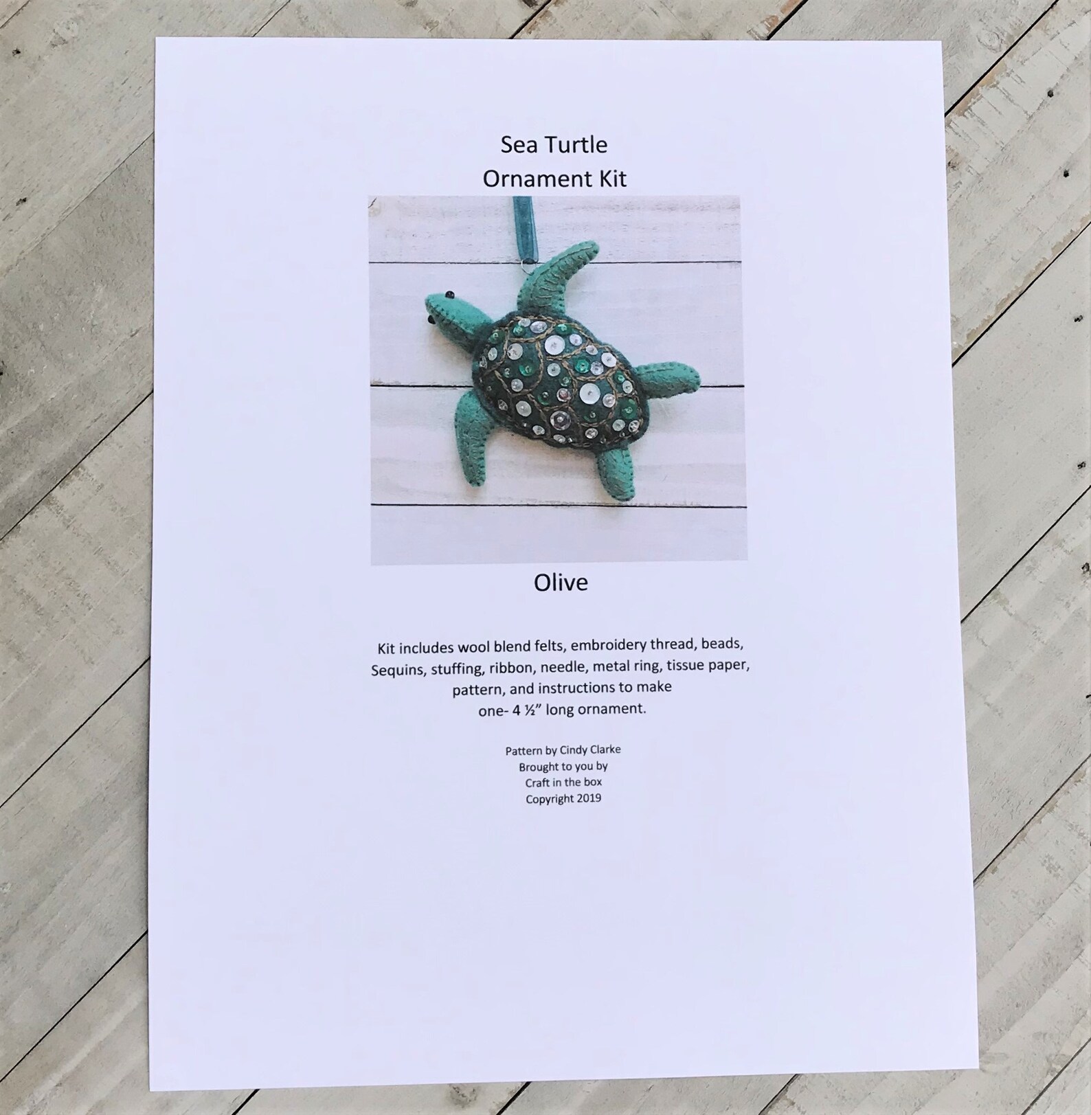 Christmas Ornament Kit Sea Turtle, Felt Embroidery Sewing Pattern, DIY ...