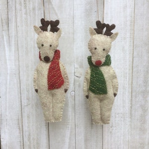 Christmas Ornament Kit DIY, Reindeer With Scarf, Felt Embroidery Sewing ...