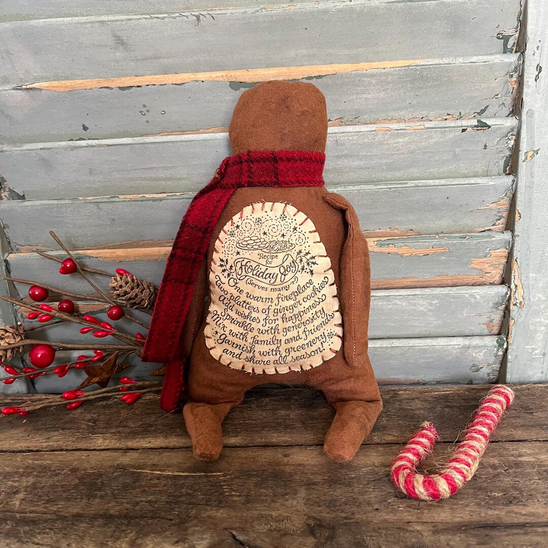 Primitive Gingerbread Man Doll With Christmas Holiday Joy Poem Holiday ...