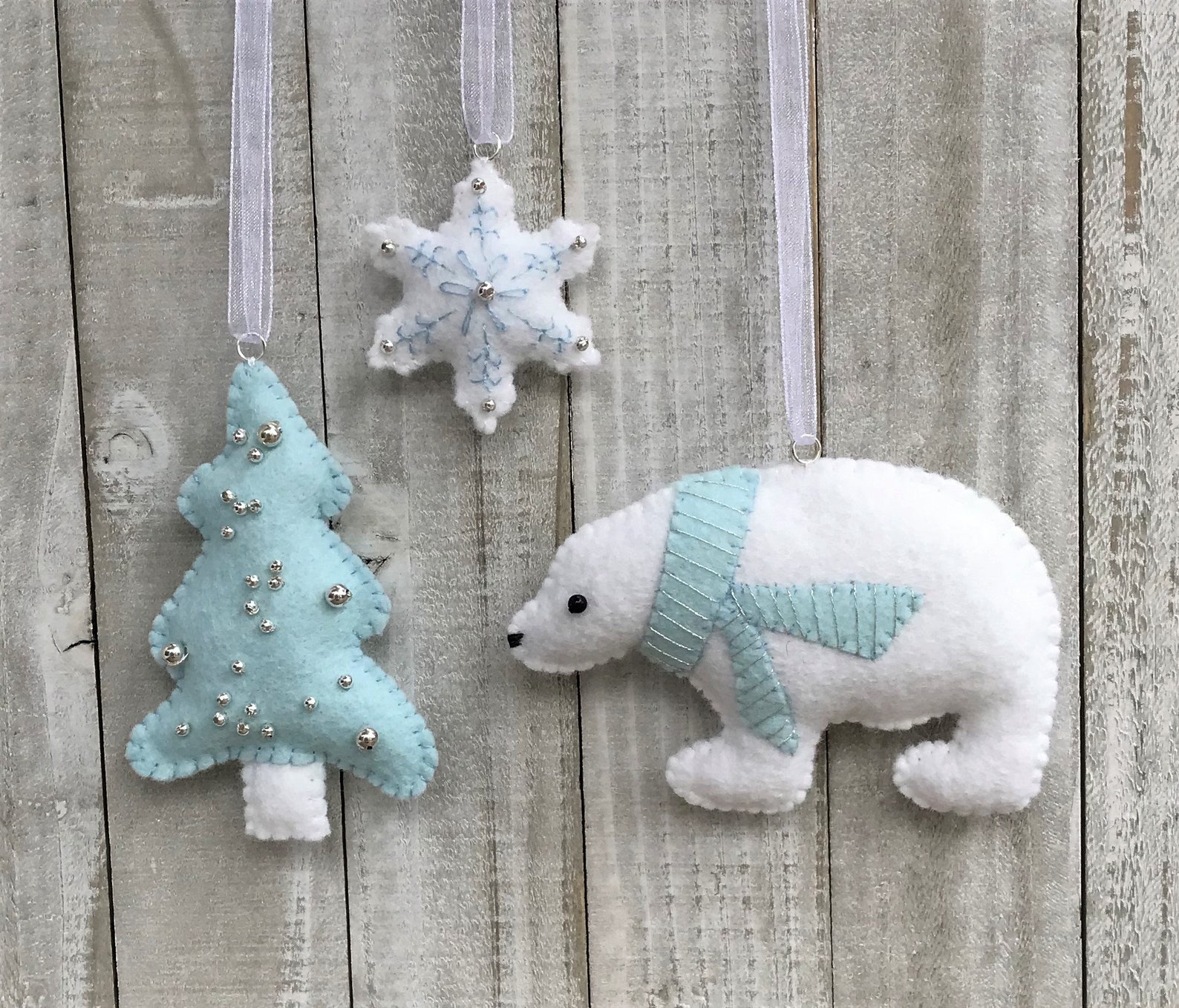 DIY, Christmas Ornament Kit, Polar Bear, Snowflake and Tree, Felt ...