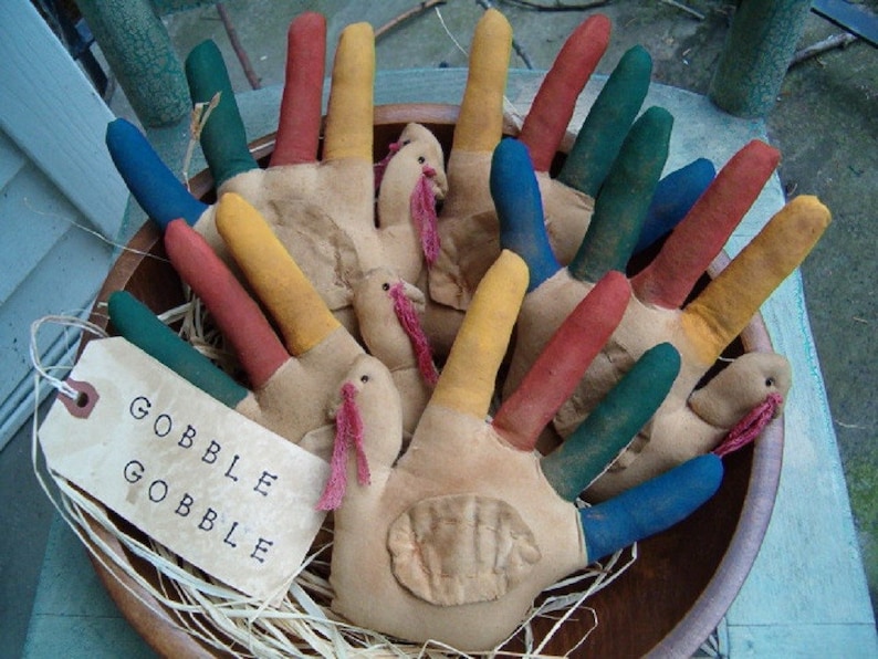 Thanksgiving Primitive Hand Turkeys, Sewing Pattern, Bowl Filler ...