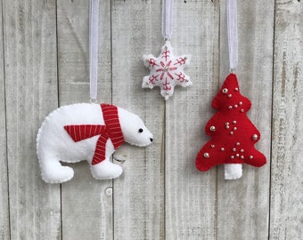 DIY Christmas Ornament Kit Polar Bear Snowflake and Tree - Etsy