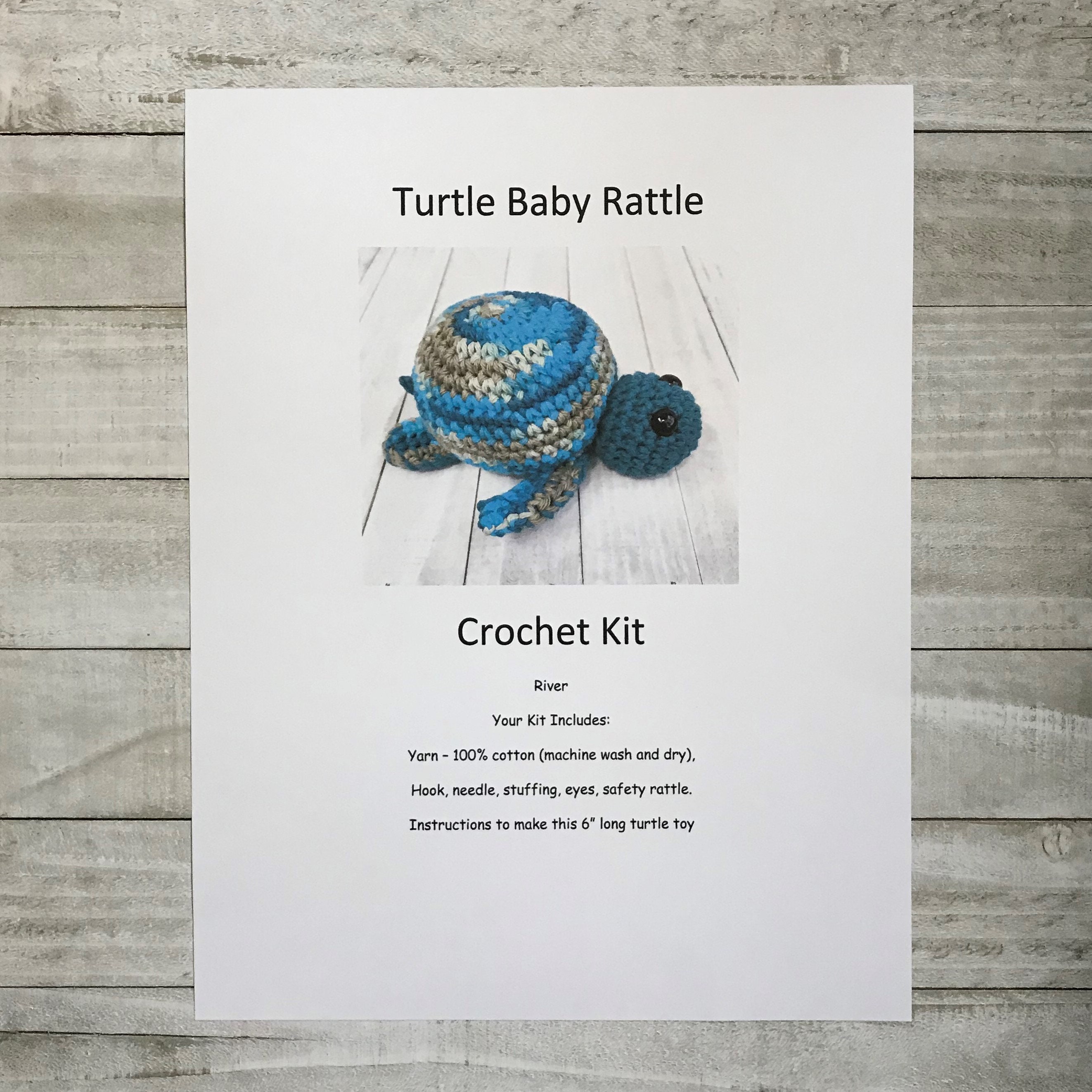 DIY Turtle Baby Rattle Crochet Kit Stuffed Animal River | Etsy
