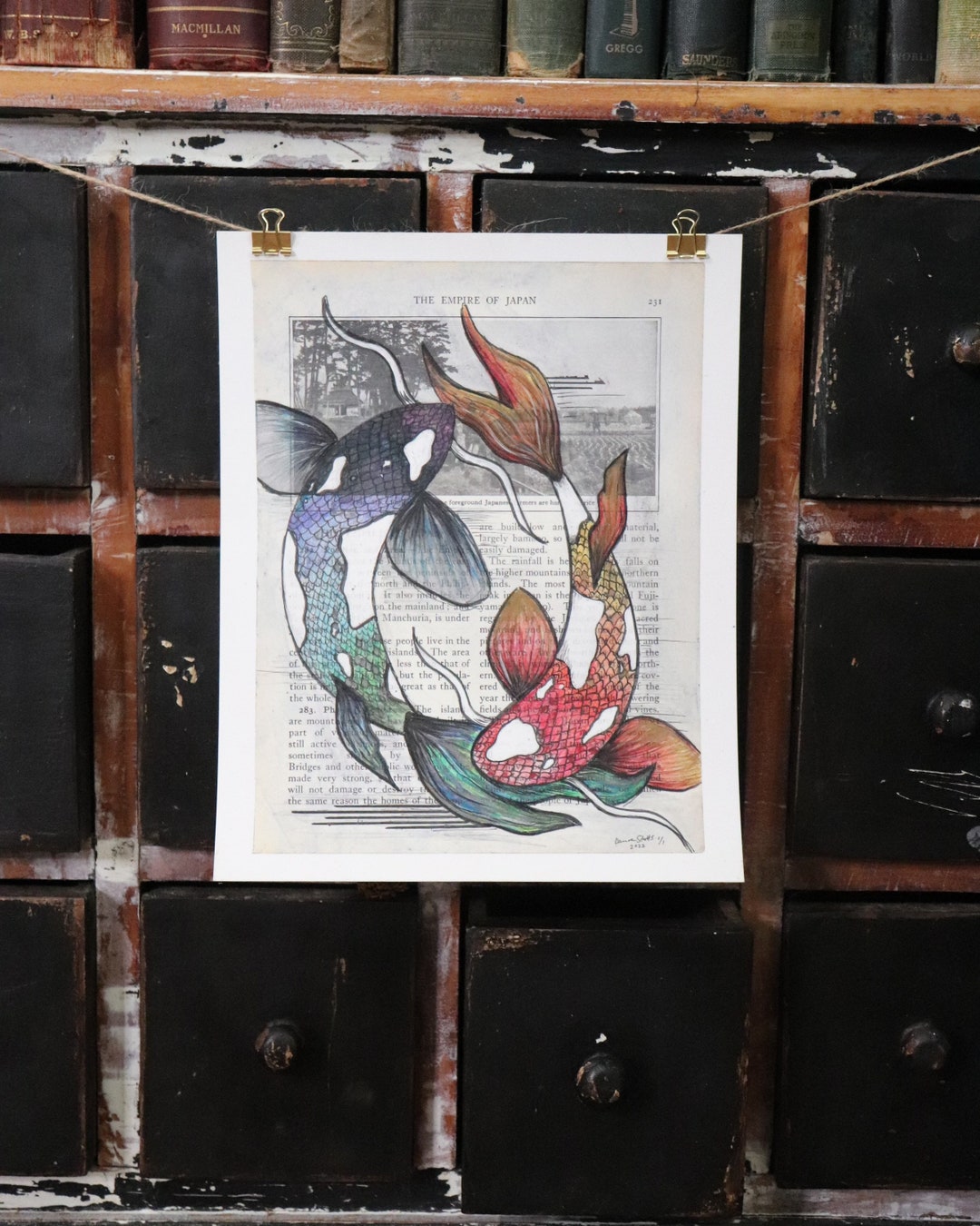 Japanese Koi Fish Pen and Ink - Etsy