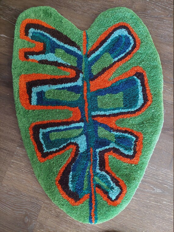 Abstract Tufted Rug Monstera Rug Art Minimalist Rug | Etsy
