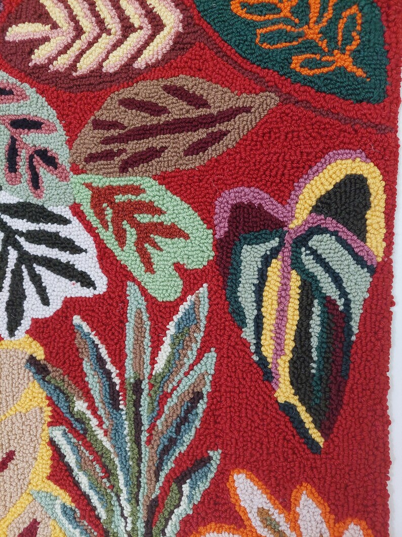 Greens and Red Wall Hanging, Punch Needle Wall Rug - Etsy